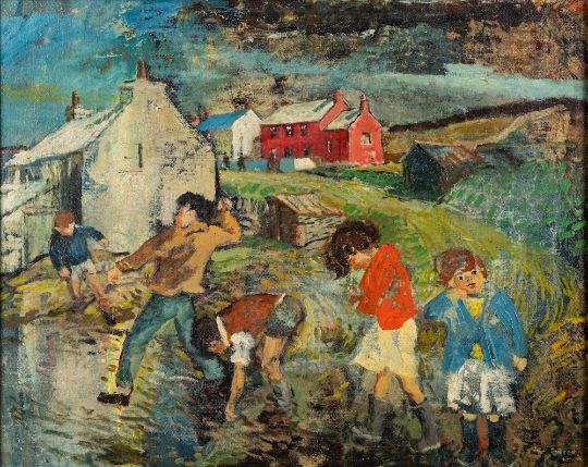 John A. Simson | Children at Abergeiddy | MutualArt