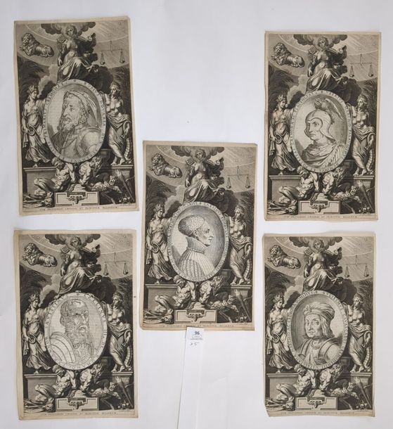 Peter Paul Rubens | Suite of 5 engravings in which portraits of Italian ...