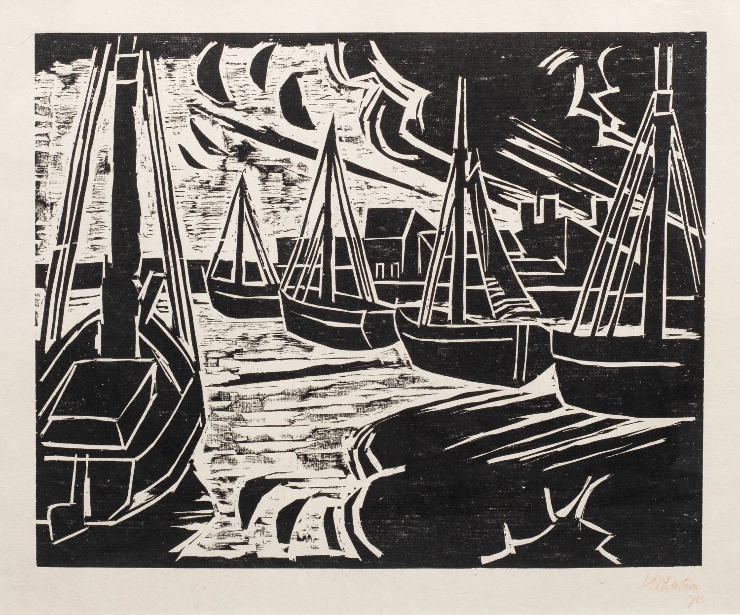 Max Pechstein | Segelkutter im Hafen von Leba (1923) | MutualArt