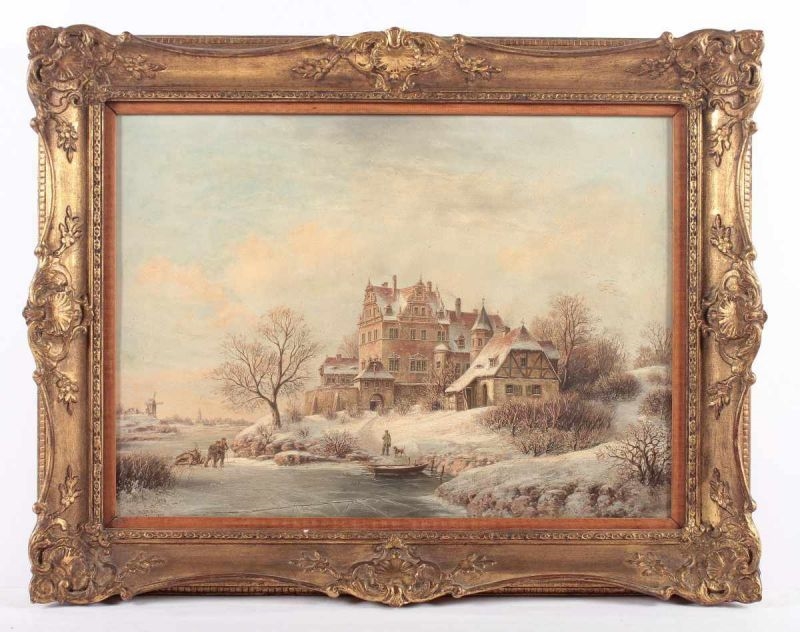 Karl Franz Ludwig Kergel | Schloss in einer Winterlandschaft (1872 ...