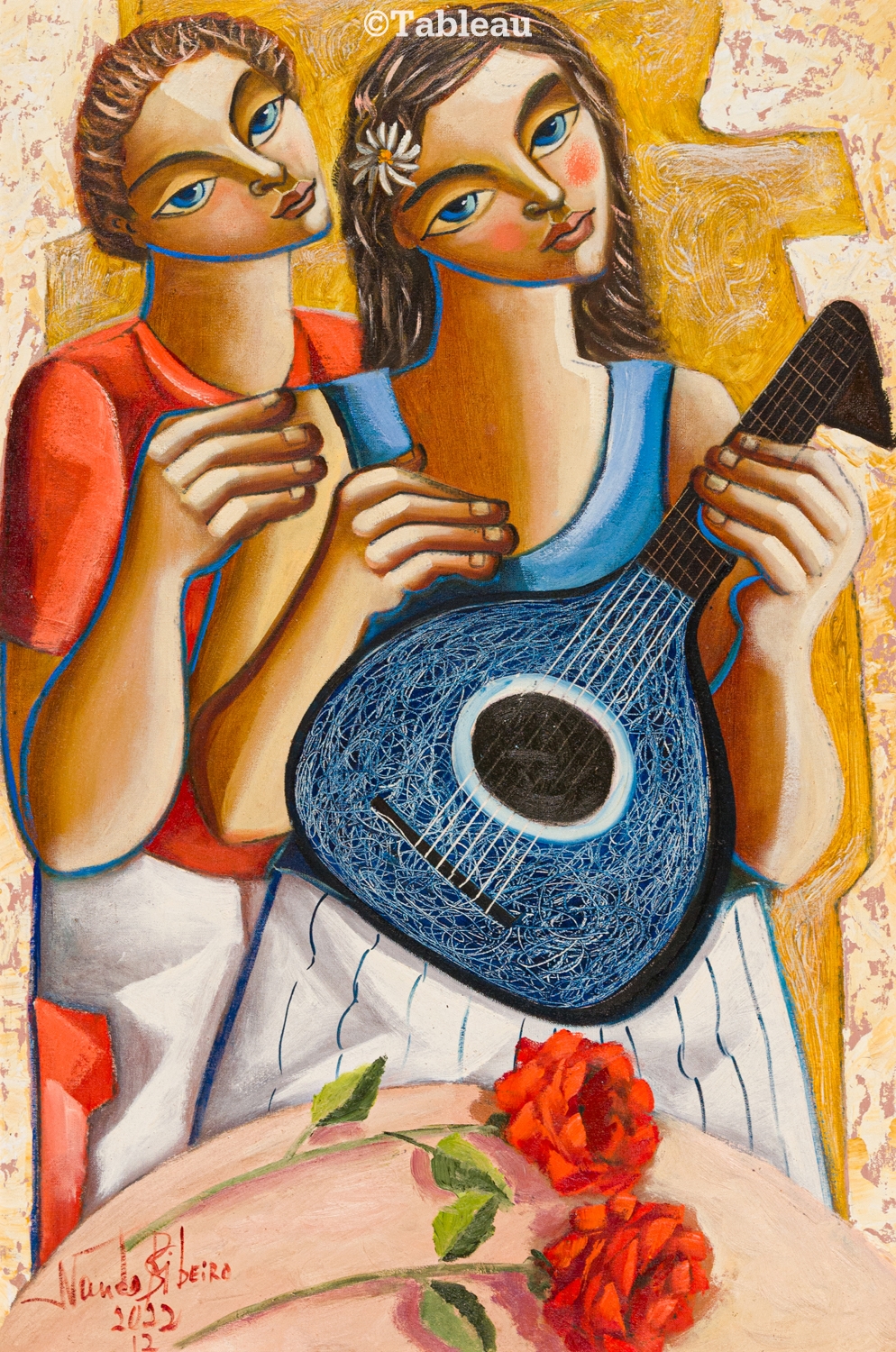 Nando Ribeiro | Casal com flores (2022) | MutualArt