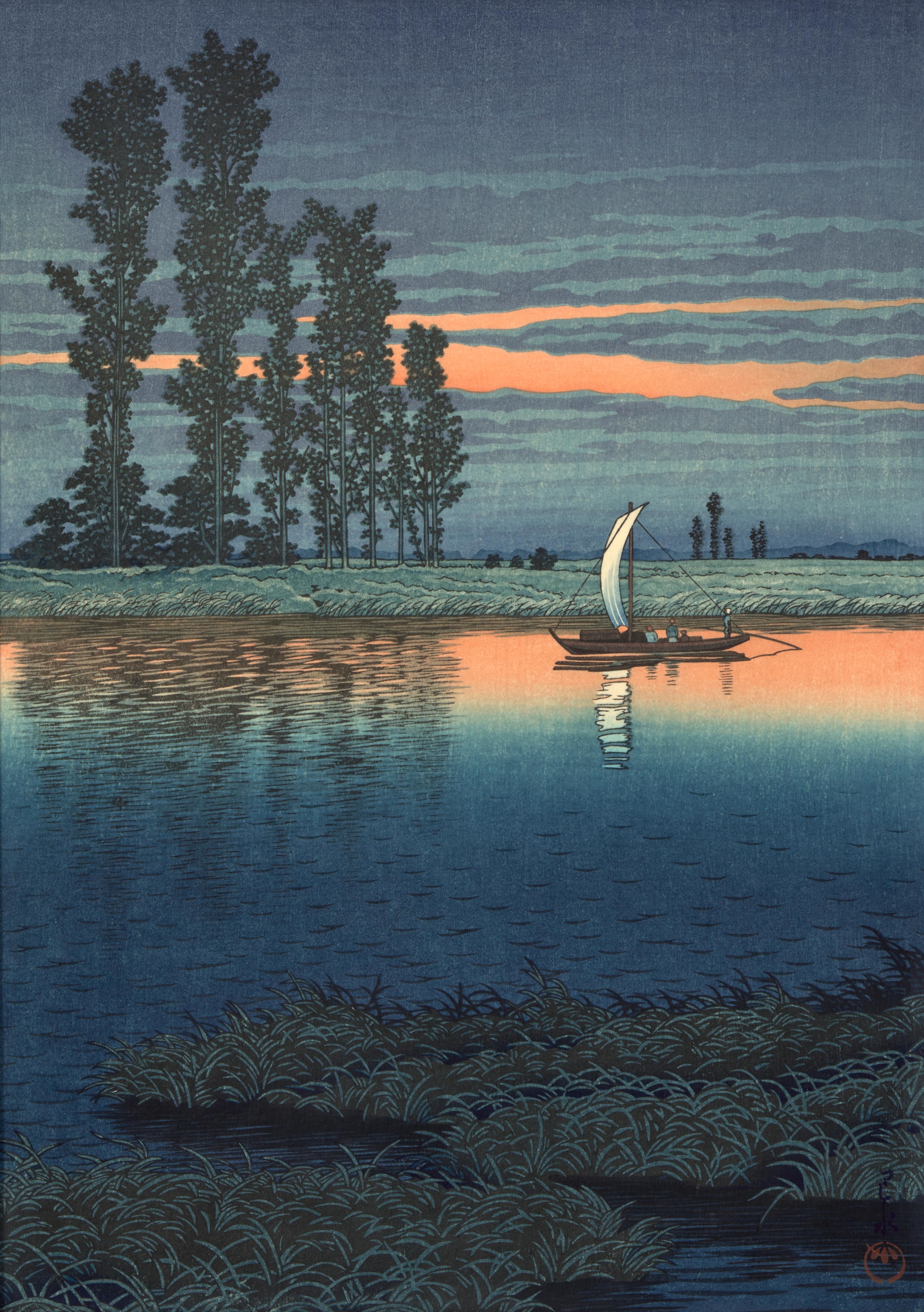 Hasui Kawase | Ushibori no yūgure (Evening at Ushibori) (1930) | MutualArt