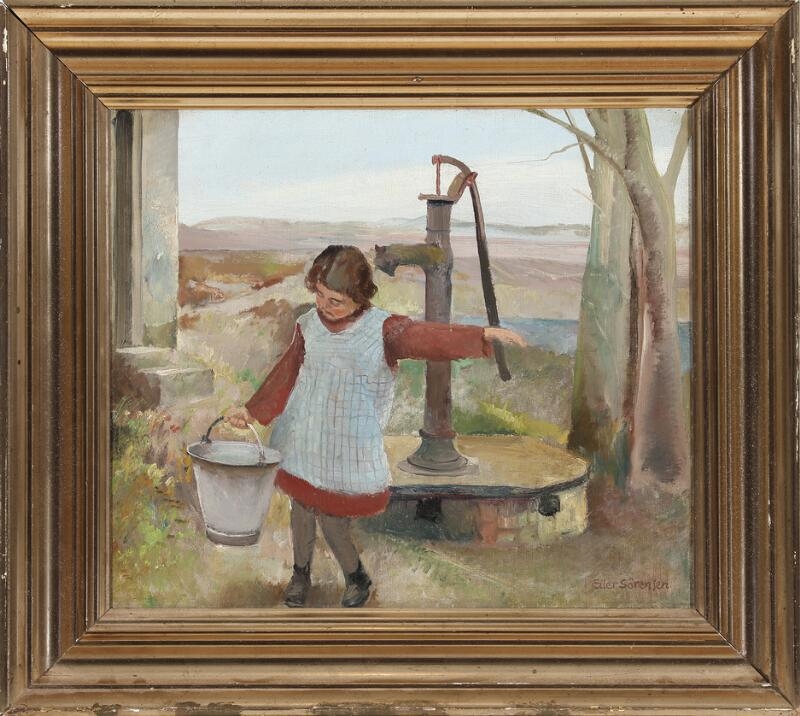 Eiler Sørensen | A young girl getting water from the well | MutualArt