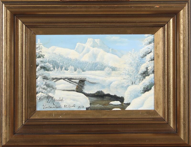 Peder Mork Monsted | A snowcovered mountainscape from St. Moritz (1928 ...