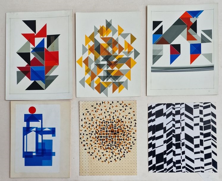 Jean-Marie Chourgnoz | Abstract collages with triangular and angular ...