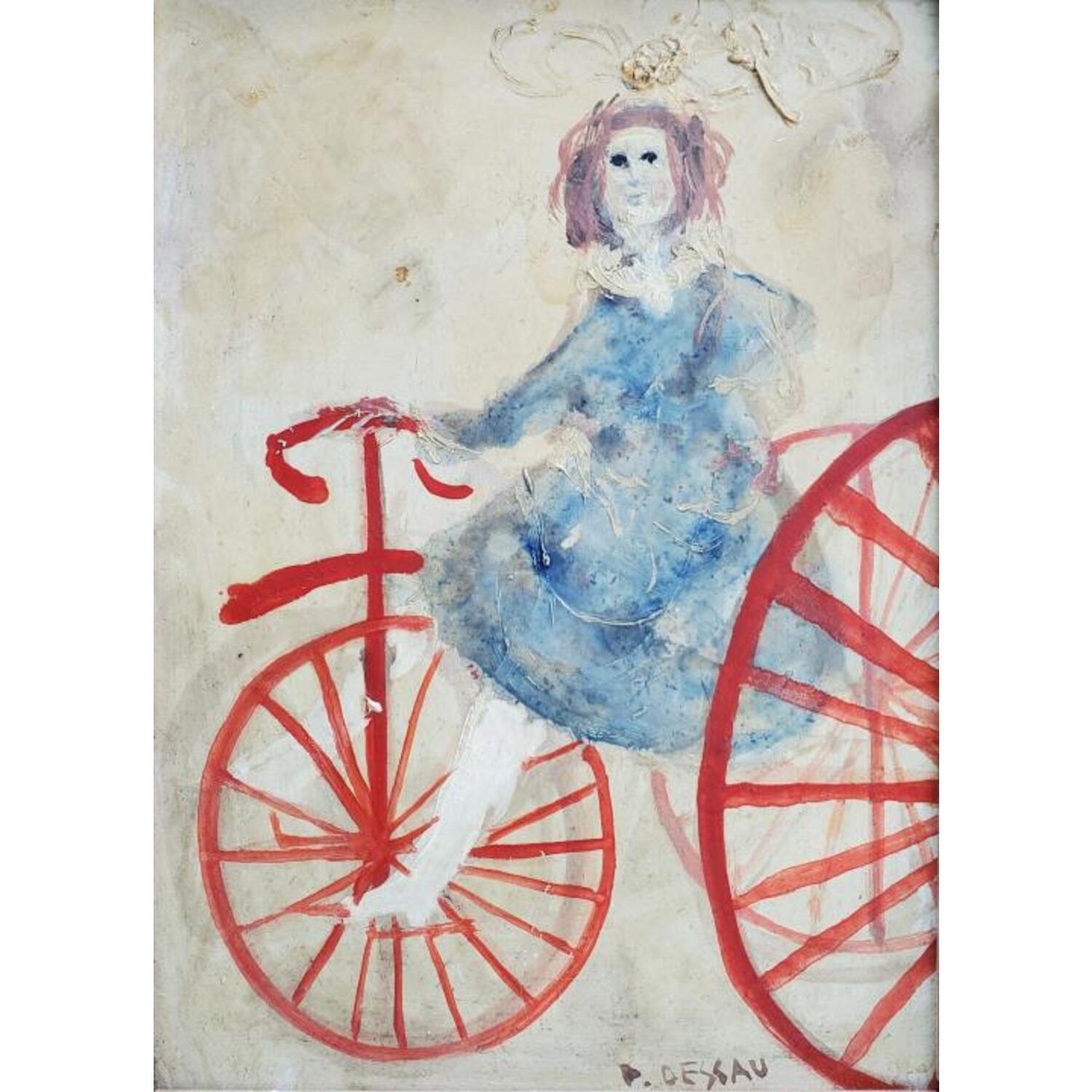Paul Lucien Dessau | Girl on Red Tricycle. | MutualArt