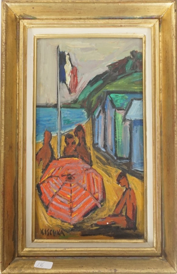 Isis Kischka | Plage et drapeau français | MutualArt