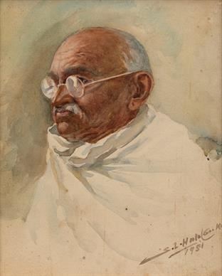 Sawlaram Laxman Haldankar | Untitled (Portrait of Mahatma Gandhi) (1951 ...