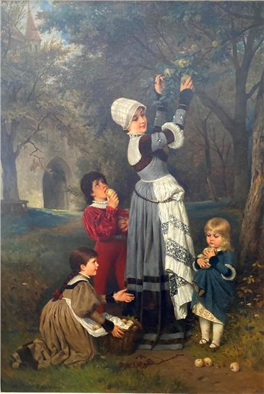 Robert Julius Beyschlag | Kids Picking Apples | MutualArt