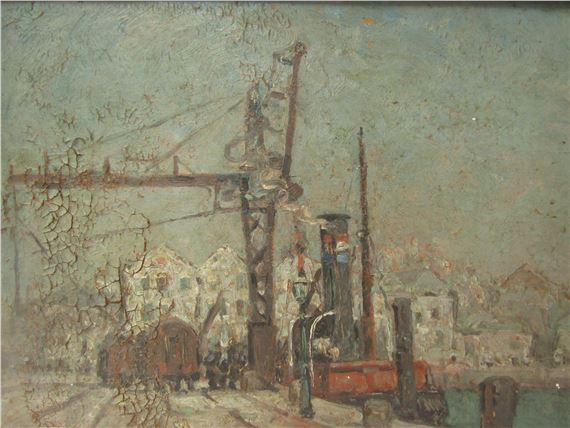 R. L. Hutton | Steam ship being loaded at docks | MutualArt