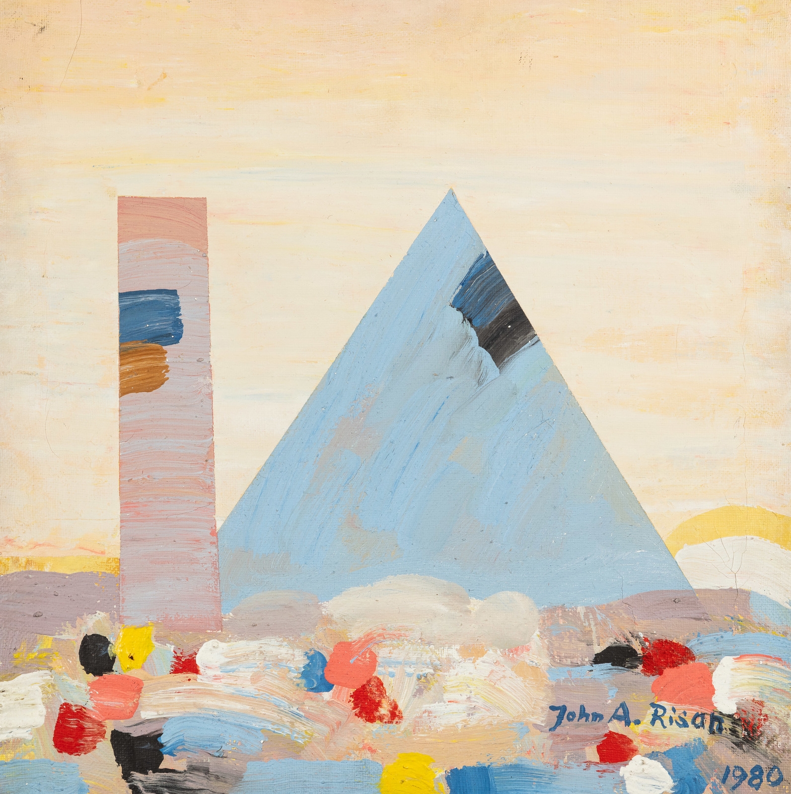 John Anton Risan | Komposisjon med pyramide (1980) | MutualArt