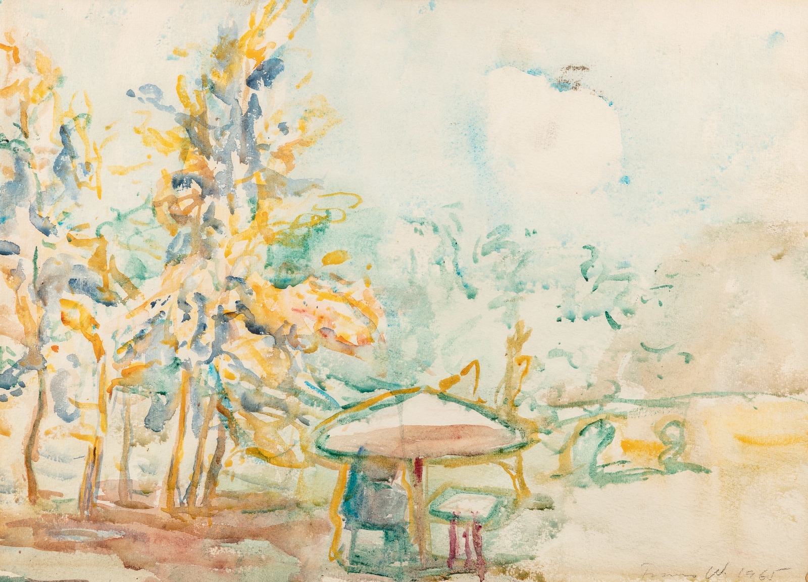 Frans Widerberg | Landskap med parasoll (1965) | MutualArt