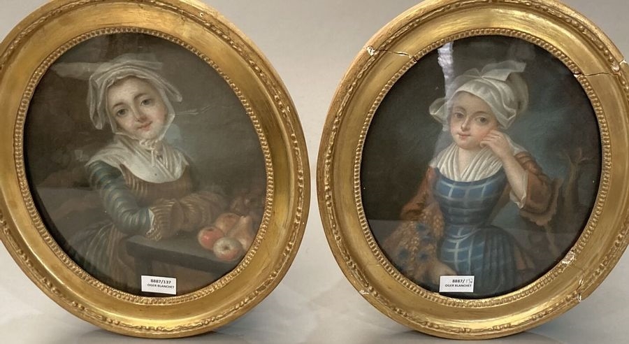 François Boucher | Young girl with muff ,Young girl with sickle | MutualArt