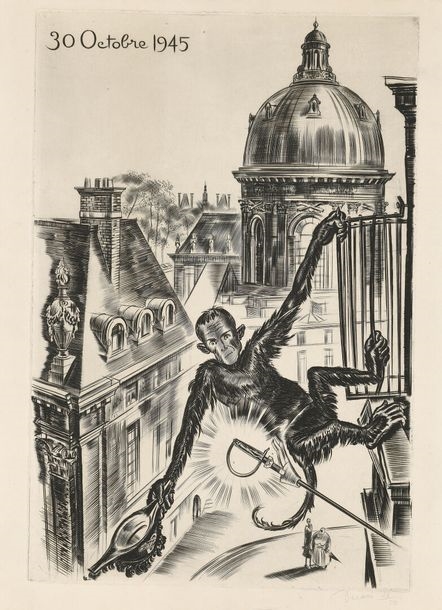 Albert Decaris | Monkey-man with sword (1945) | MutualArt