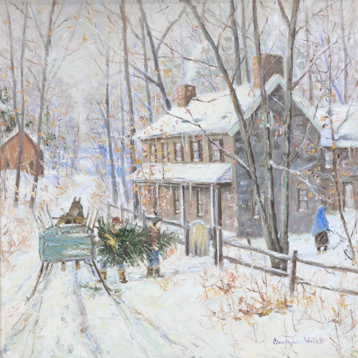 Christopher Willett | Snow covered rural landscape with stone farmhouse ...