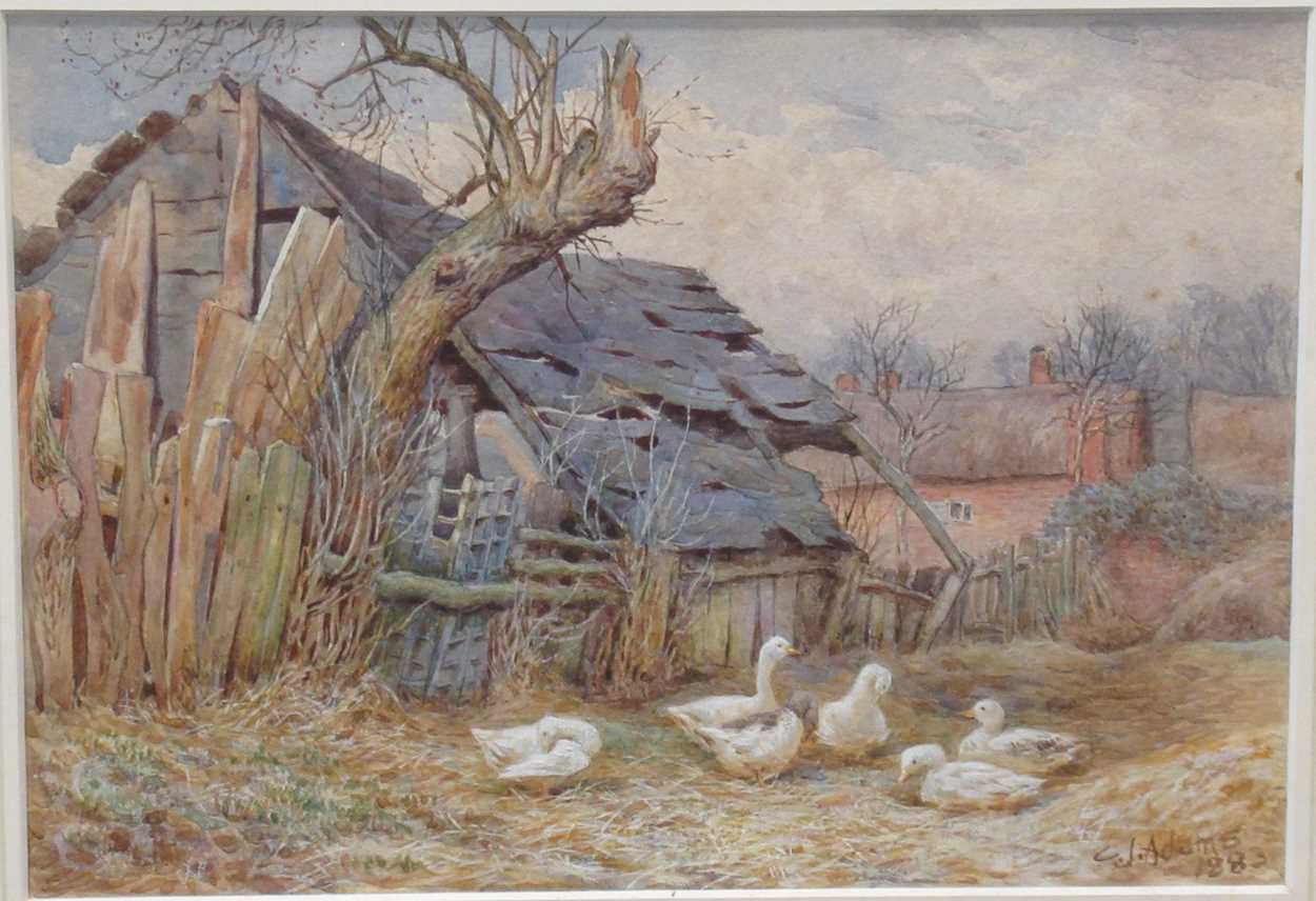 Charles James Adams | Sheep grazing and Resting Geese (1883) | MutualArt