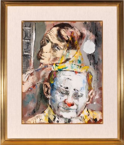 Karl Zerbe | Self Portrait with Clown (1945) | MutualArt