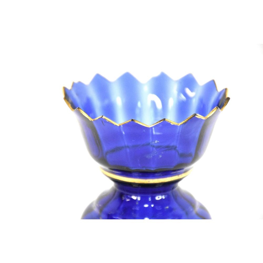 Mary Gregory | A 19th Century Mary Gregory crown vase. Dark blue glass ...
