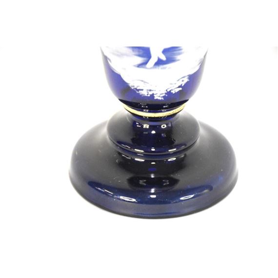 Mary Gregory | A 19th Century Mary Gregory crown vase. Dark blue glass ...