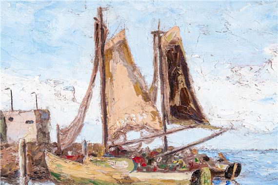 Ann Ahern | Fishing Boats At Dock | MutualArt