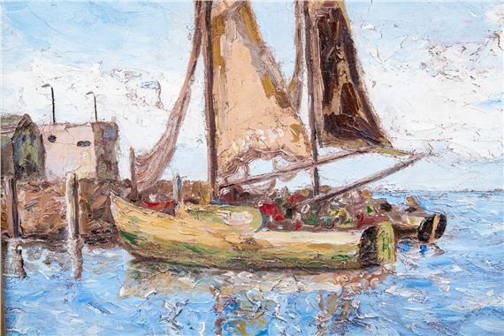 Ann Ahern | Fishing Boats At Dock | MutualArt