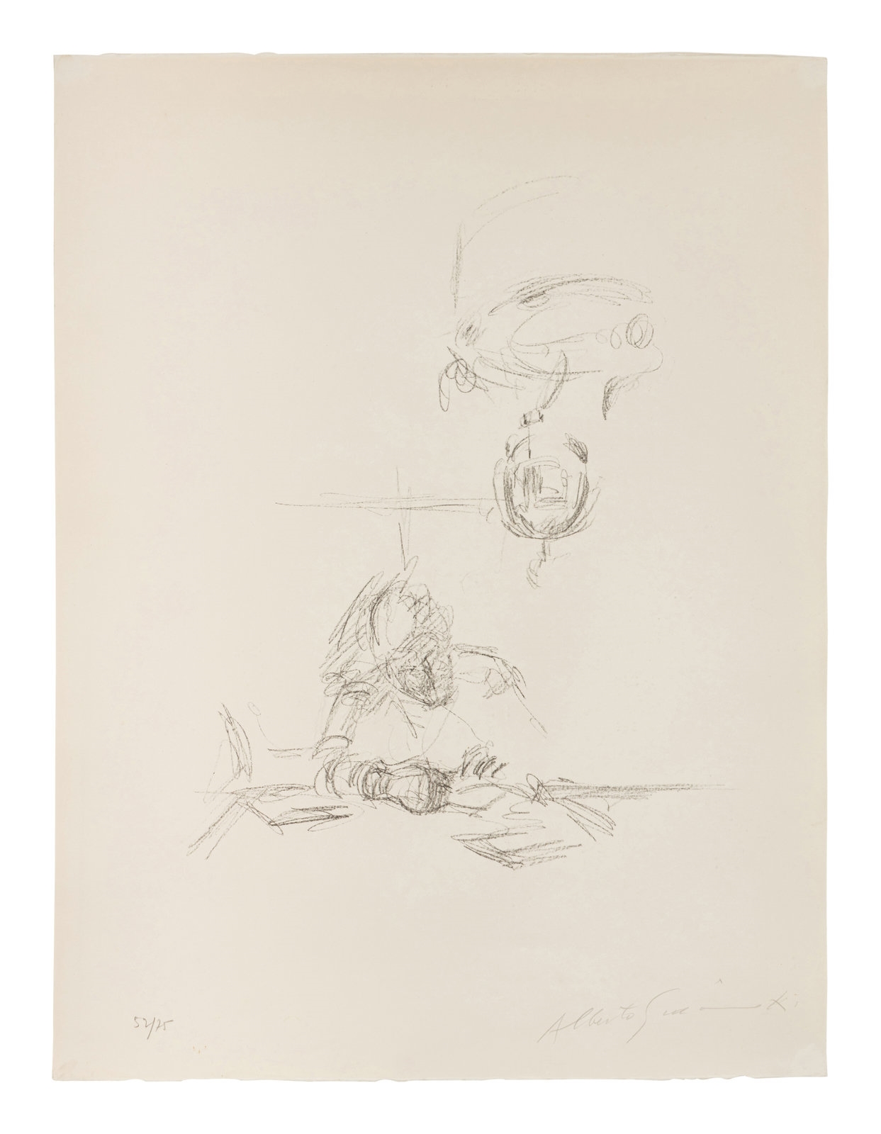 Alberto Giacometti | Charcoal on paper drawing attributed to Alberto ...