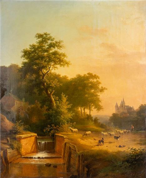 Marinus Adrianus Koekkoek | Landscape with cattle (1826) | MutualArt