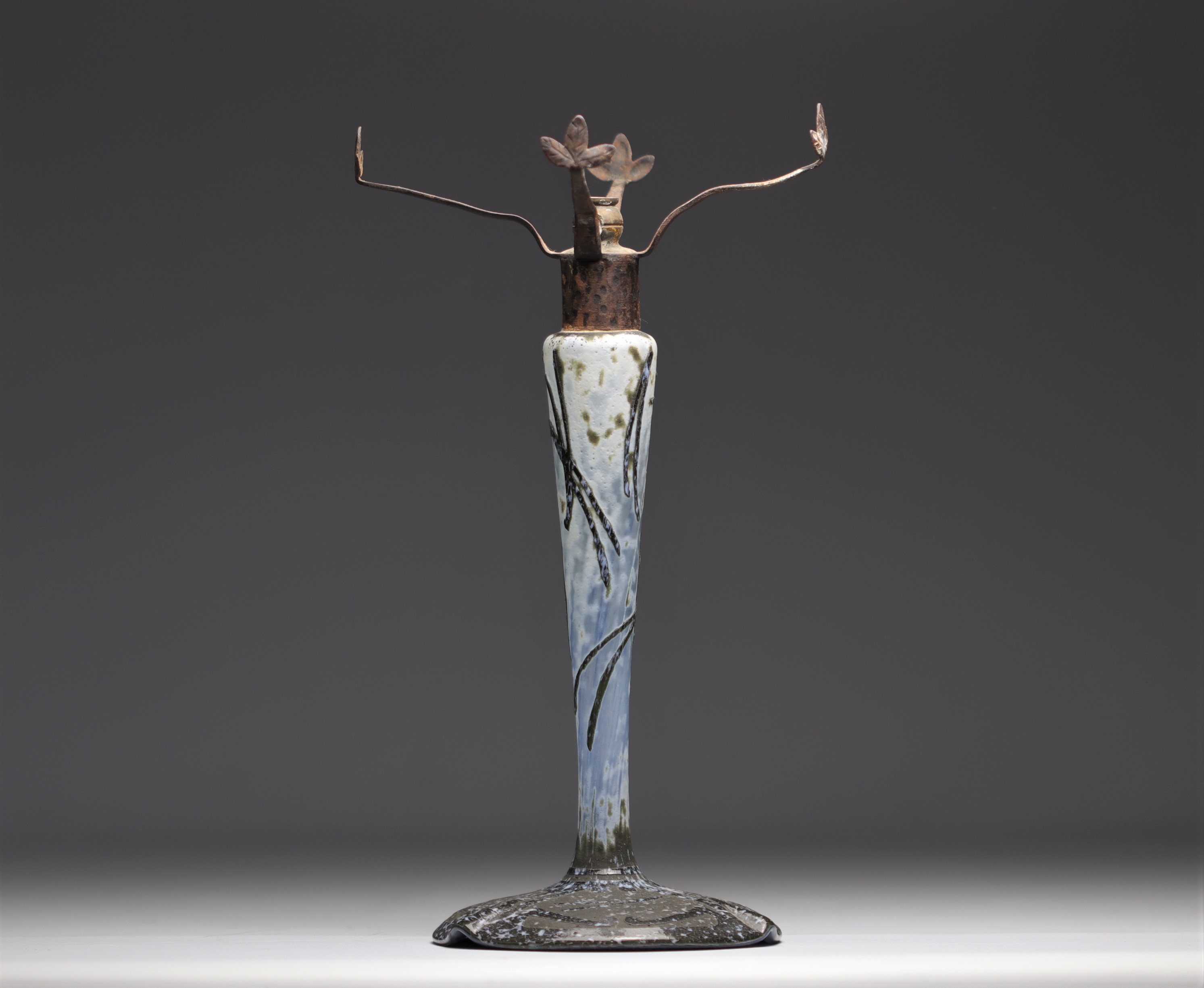 Daum Frères | Daum Nancy lamp base cleared with acid geometric ...