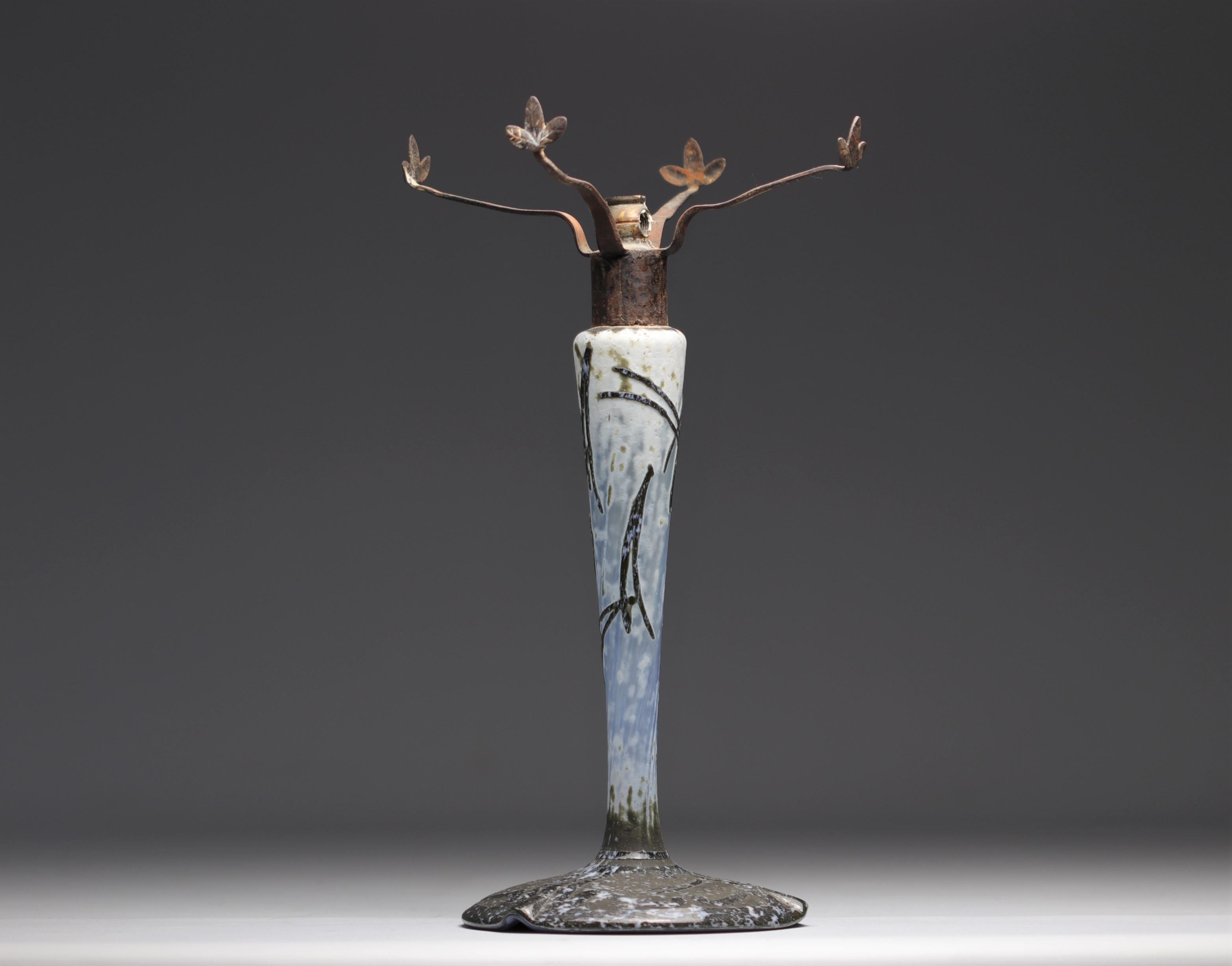 Daum Frères | Daum Nancy lamp base cleared with acid geometric ...