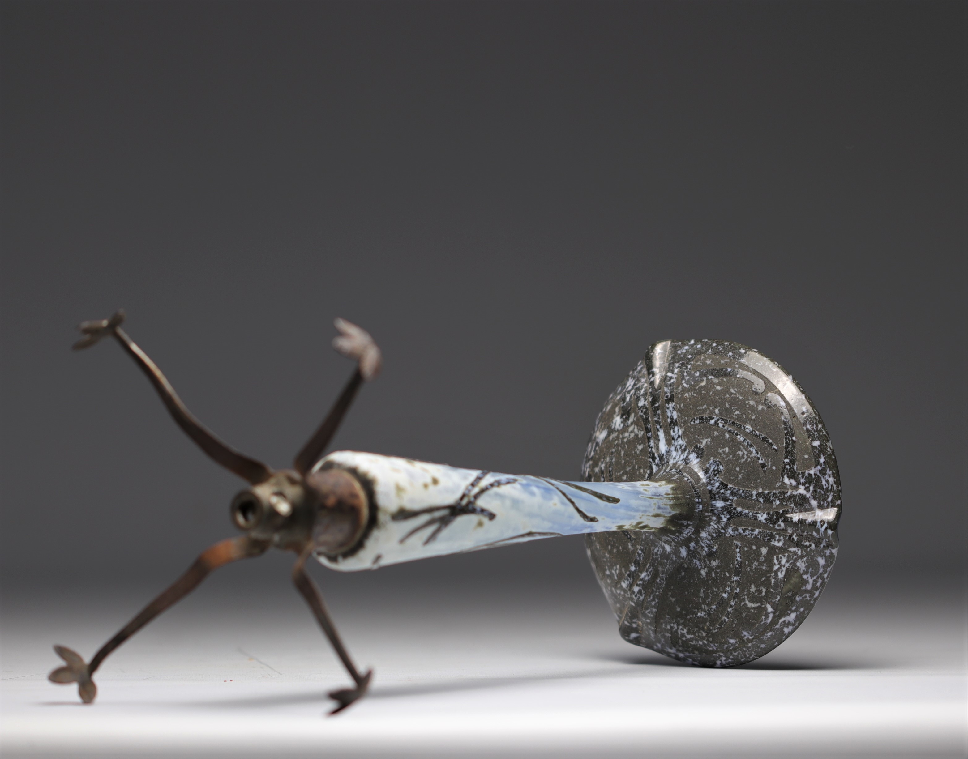 Daum Frères | Daum Nancy lamp base cleared with acid geometric ...