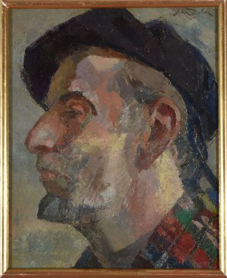 Jean Dulac | Self-portrait with beret (1958) | MutualArt