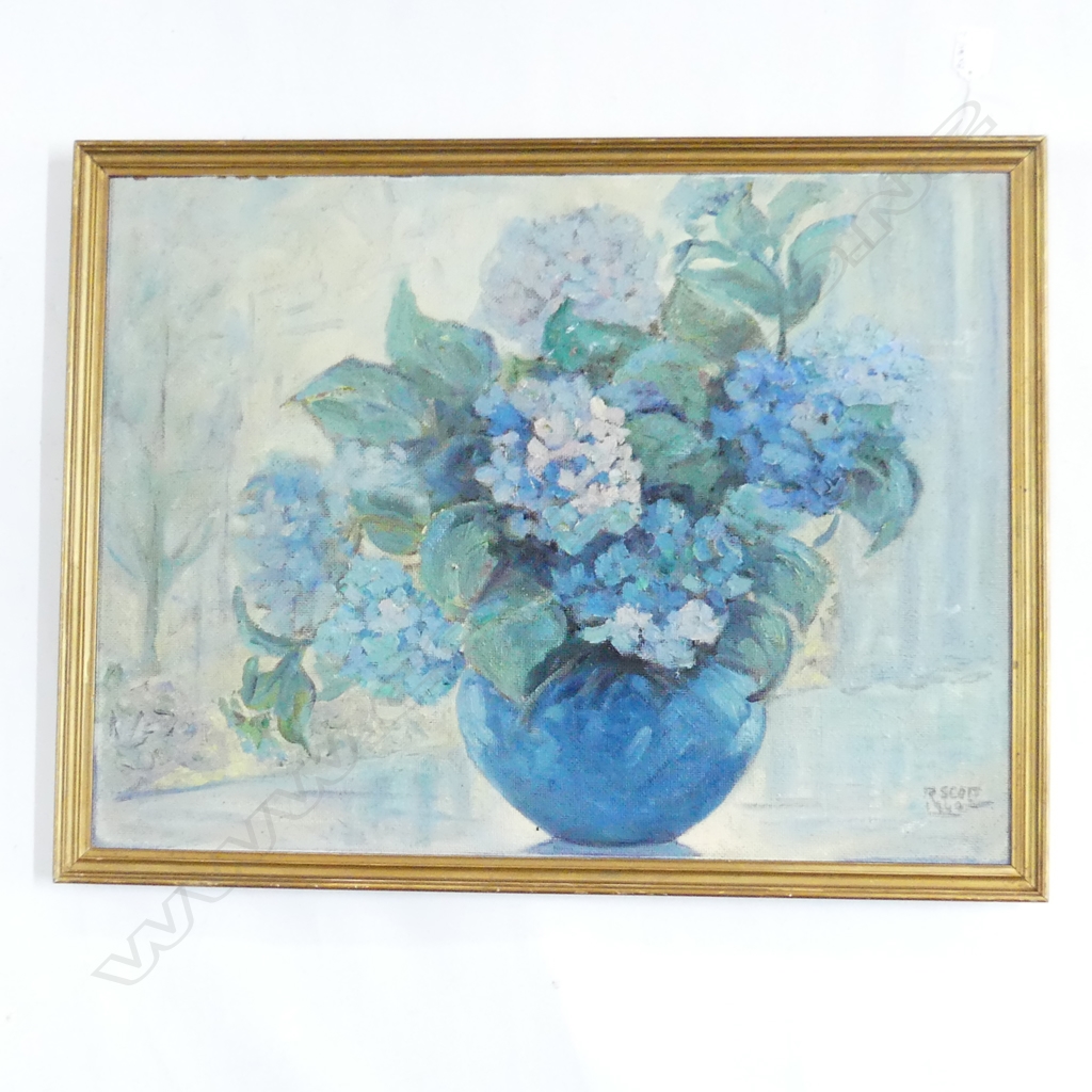 R. Scott | BLUE HYDRANGEA STILL LIFE (1949) | MutualArt