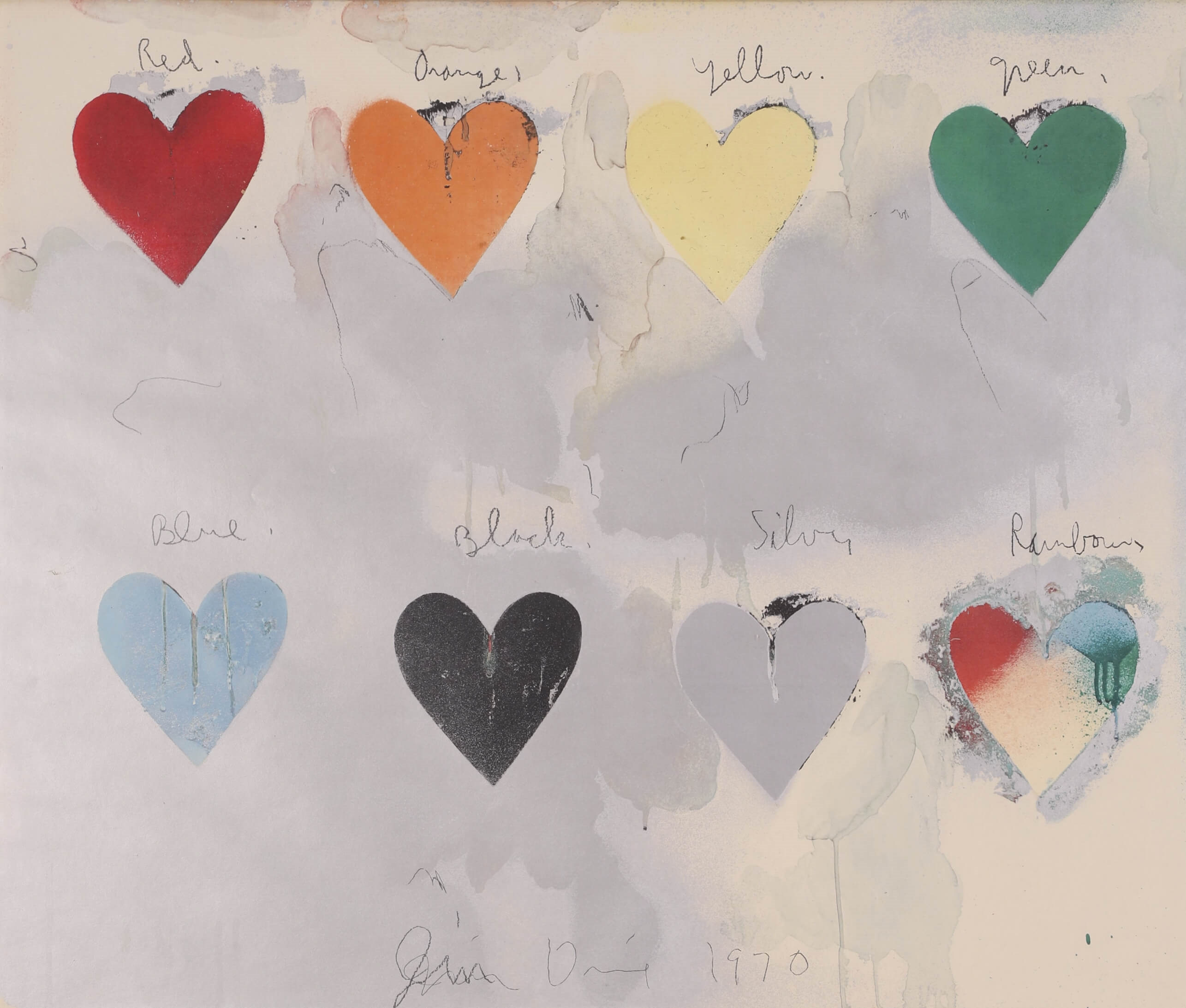 Jim Dine | 8 hearts / look, 1970 (1970) | MutualArt