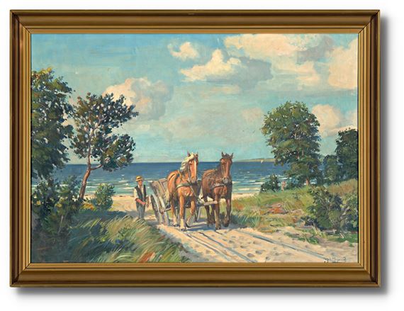 Jacob Meyer | KONĚ TÁHNOUCÍ VŮZ Z PLÁŽE - L FORMÁT | MutualArt