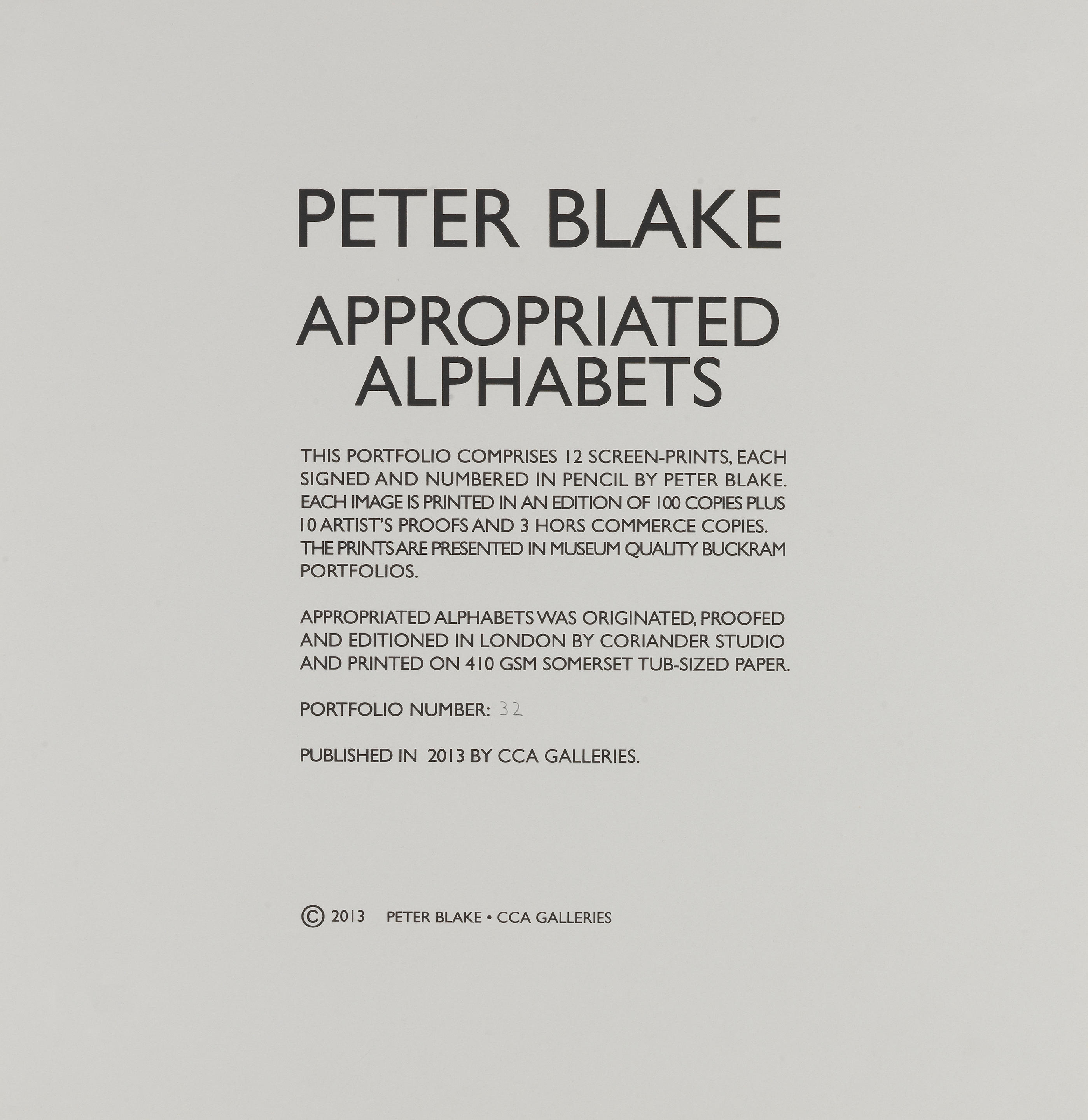 Peter Blake | Appropriated Alphabets (2013) | MutualArt