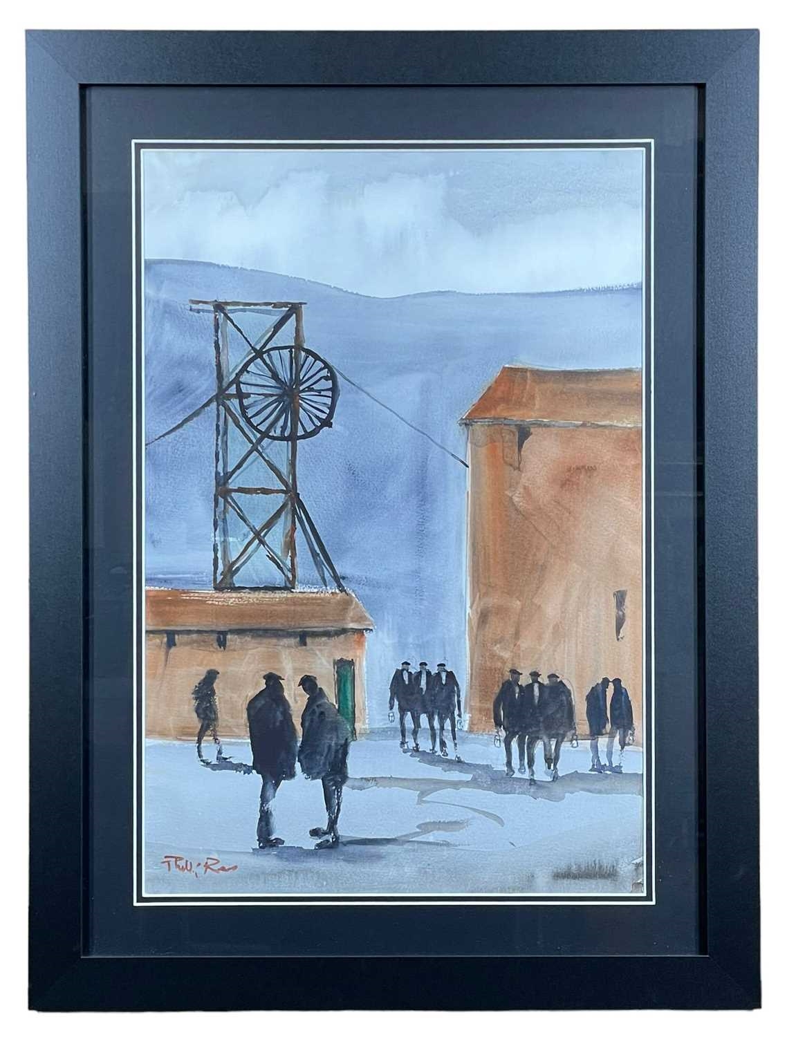 Philip Ross | colliery with standing figures, | MutualArt