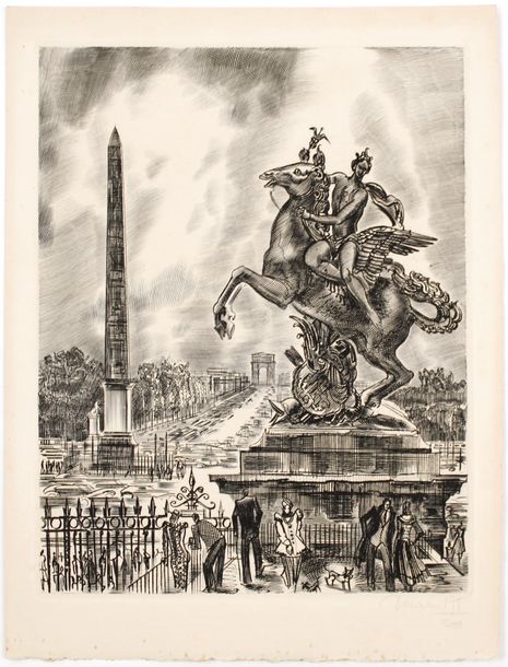 Albert Decaris | Perspective of the Champs Elysées seen from the ...