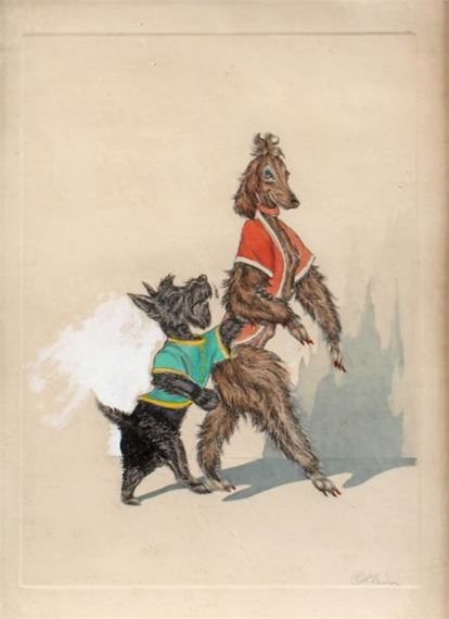 Arthur Boris KLEIN | Dogs mimicking a gallant couple | MutualArt