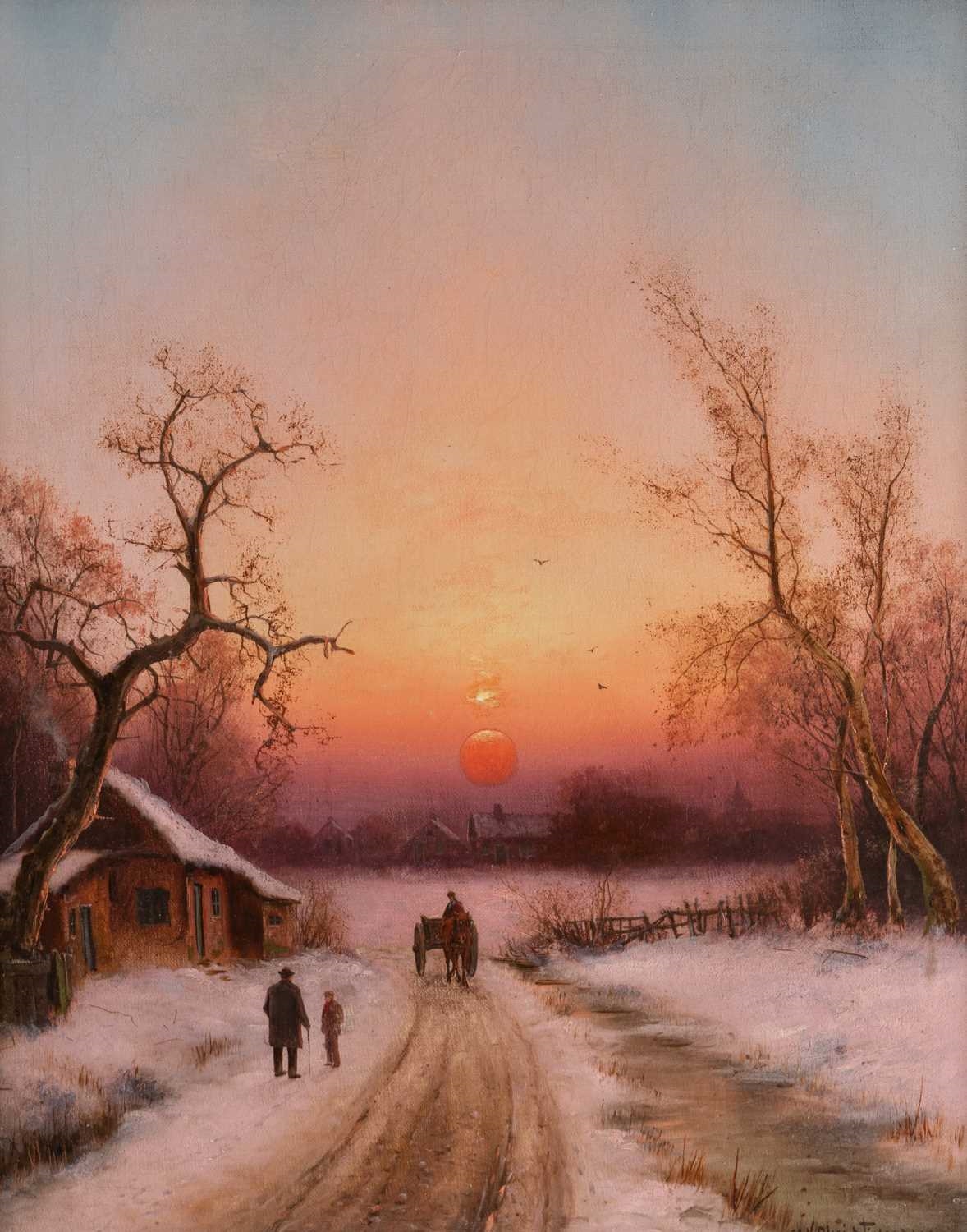 Nils Hans Christiansen | A moonlit lake, a windmill on the far shore ...