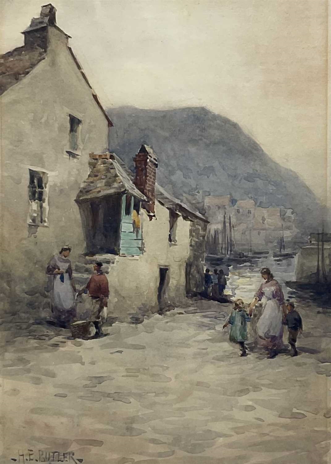 Herbert Edward Butler | FISHERFOLK AND CHILDREN AT POLPERRO | MutualArt