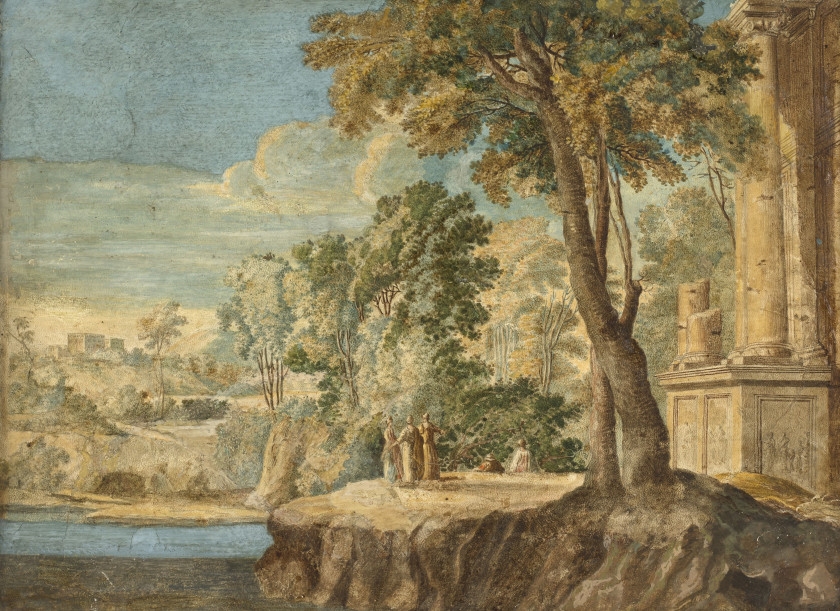 Pierre Antoine Patel | Paysage arcadien avec des figures près de ruines ...