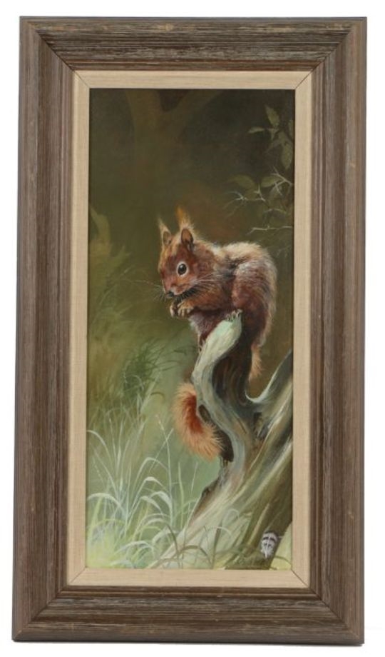 David Feather | Red Squirrel on a branch | MutualArt