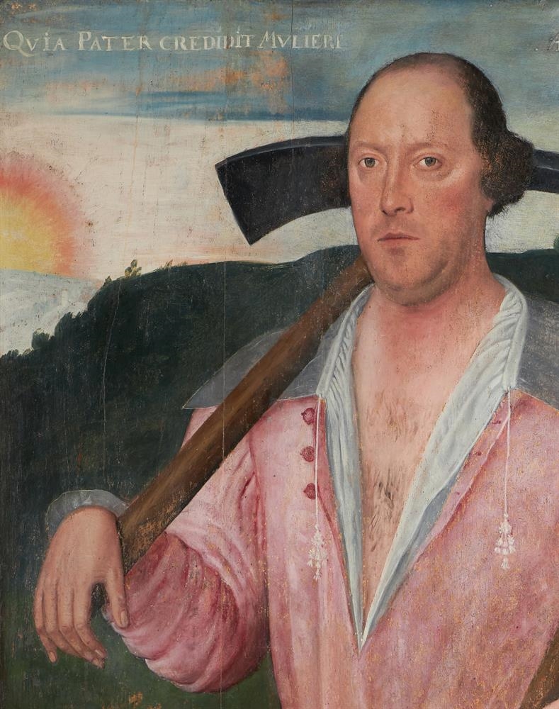 British School, 17th Century | PORTRAIT OF A MAN WITH A PICKAXE AND A ...