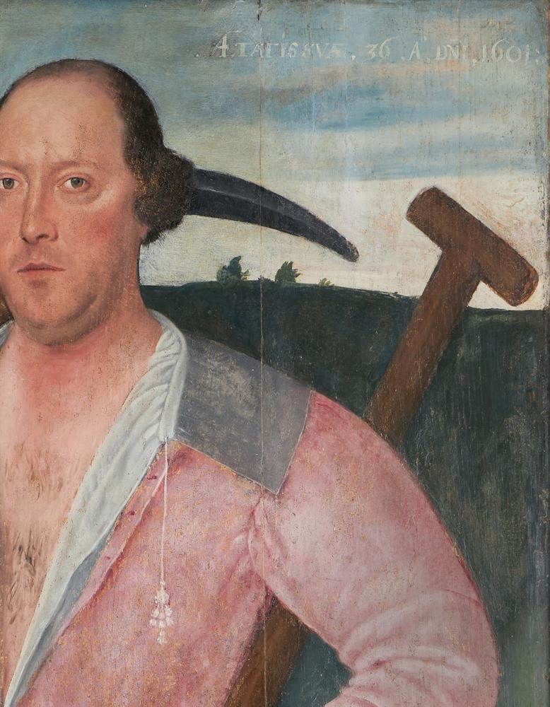 British School, 17th Century | PORTRAIT OF A MAN WITH A PICKAXE AND A ...