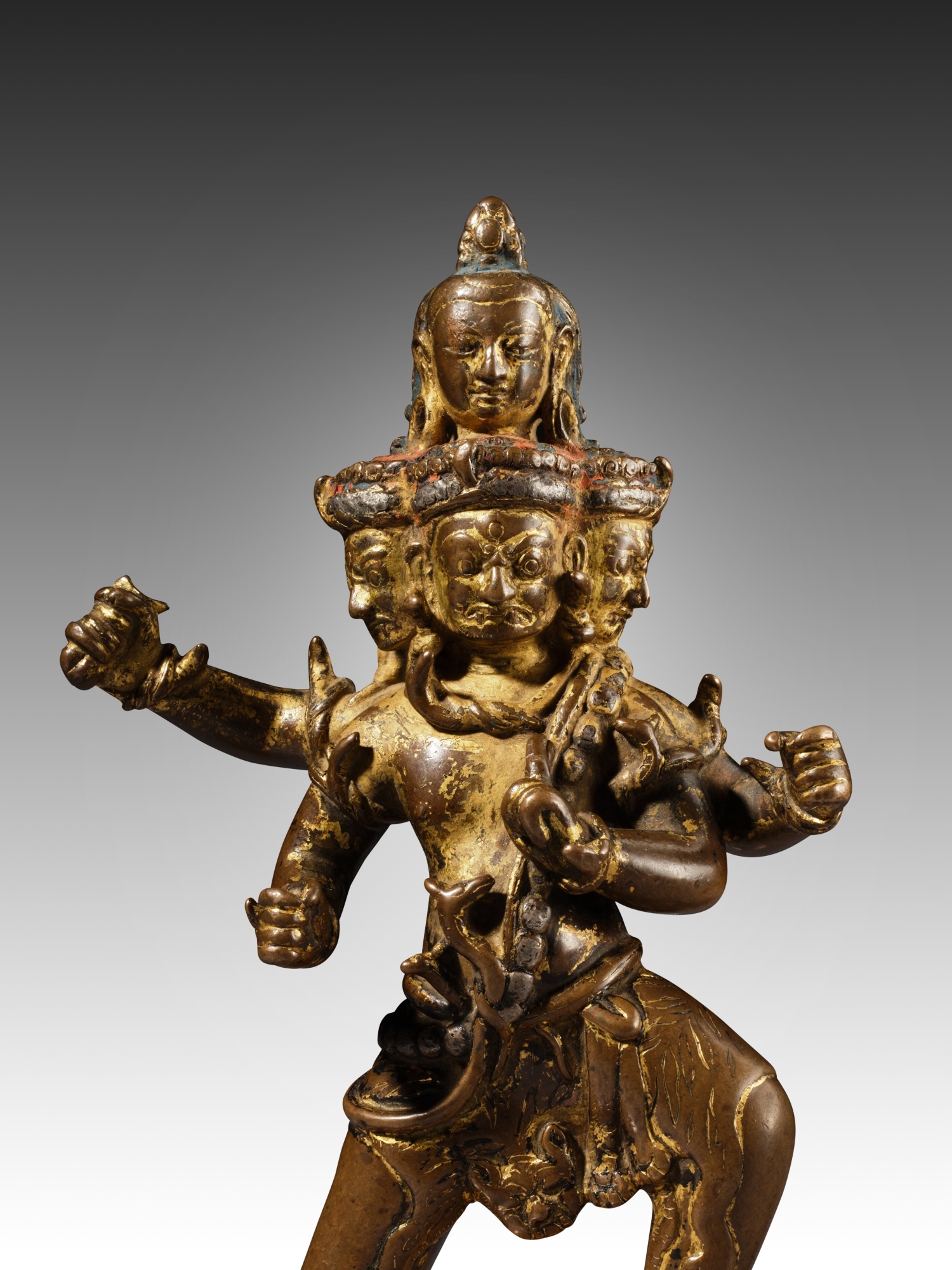 Tibetan School | A silver-inlaid gilt-copper alloy figure of Krishna ...