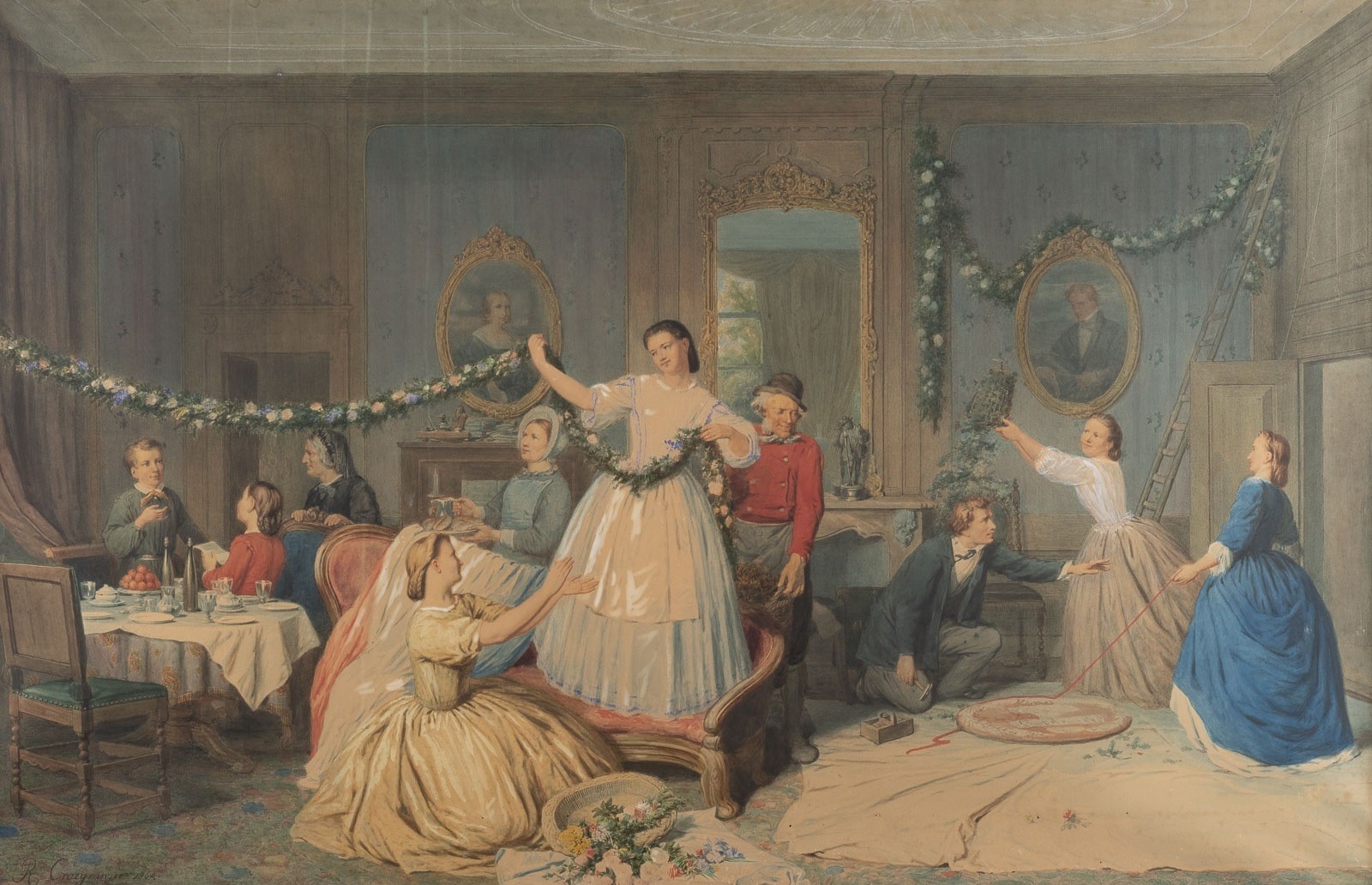 Reiner Craeyvanger | Preparations for the feast. Interior scene with ...