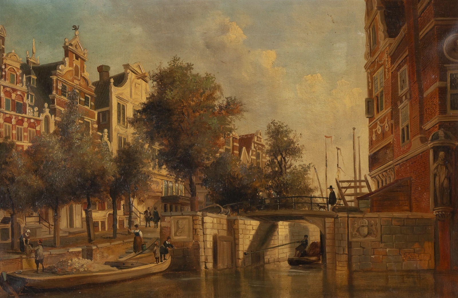 Jan van der Heyden | An elegant traveller and two dogs before a country ...