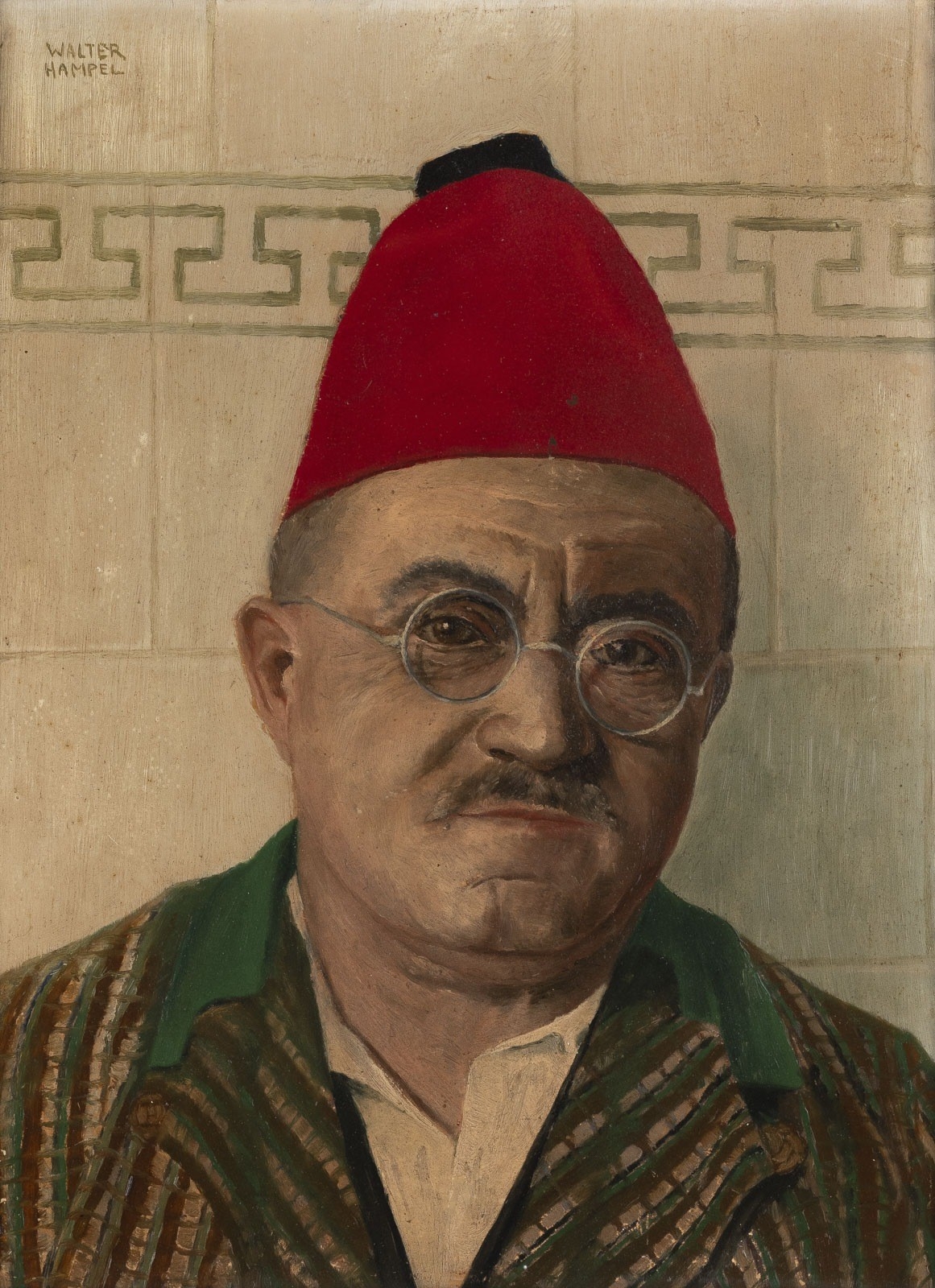 Sigmund Walter Hampel | Portrait of a man with a red fez | MutualArt