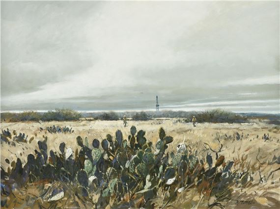 Al Barnes | Hunters with Oil Derrick, (Circa 1970s) | MutualArt