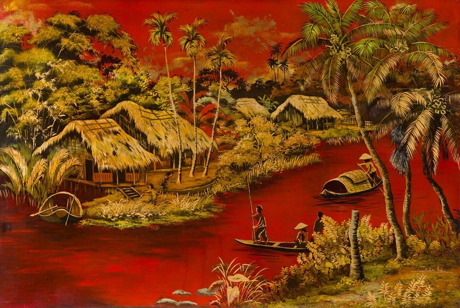 Tran Van Ha | Sampans on the river (Circa 1955) | MutualArt